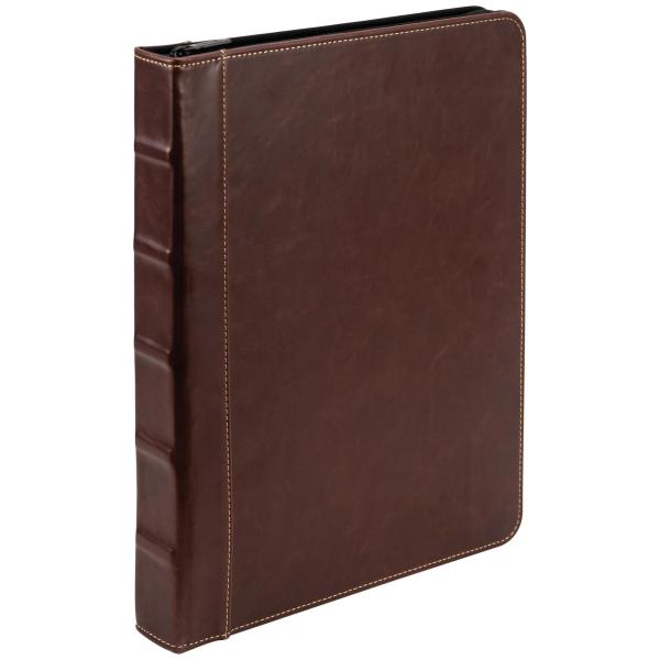 ・Stylish and Professional: Crafted with brown faux leather and contrast stitching, this vintage 3 ring portfolio binder ...