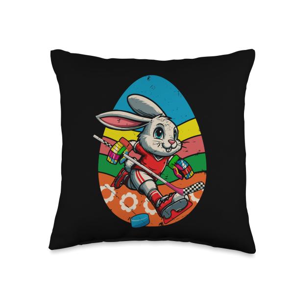・This Vintage Retro Easter Egg Bunny Playing Ice Hockey Player Fan costume is for dad, mom, grandma, grandpa, uncle, aun...