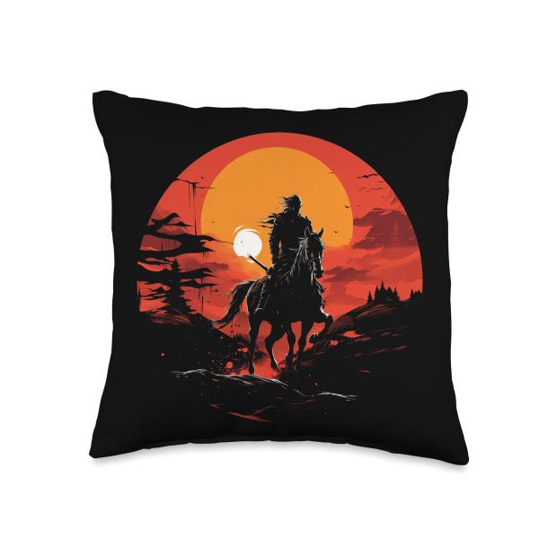 ・Samurai Warrior Horseback Sunset. Captivating silhouette of a samurai on horseback captures the imagination.・Samurai Wa...