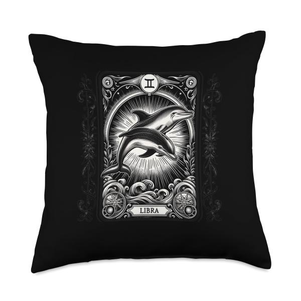・Libra Dolphin, Celestial Zodiac Tarot Astrology Dolphins・100% spun-polyester fabric・Double-sided print・Filled with 100%...