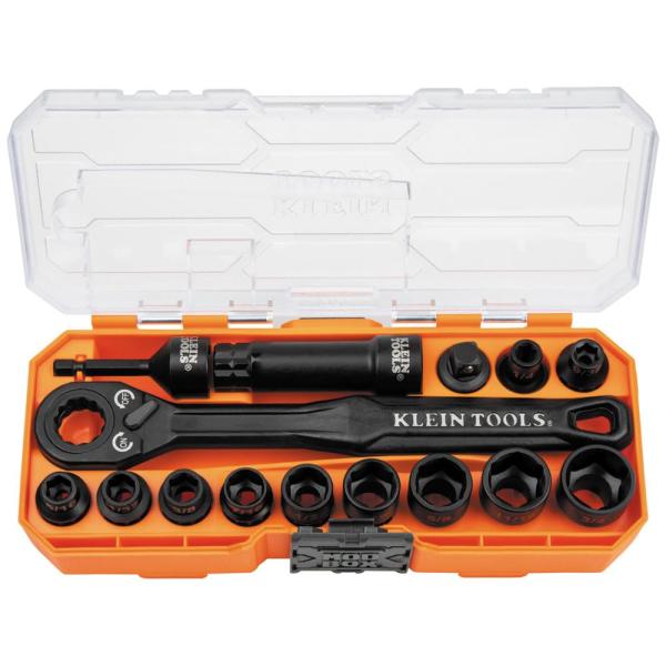 ・KLEIN KNECTミディアムセット:ソケットセットにはソケット11個、3/8インチスクエアアダプターとハンドルが含まれます。・パススルー:パススルーヘッドで延長ネジロッドに六角ナットを打ち込みます。・インパクト評価:インパクトドライバ...