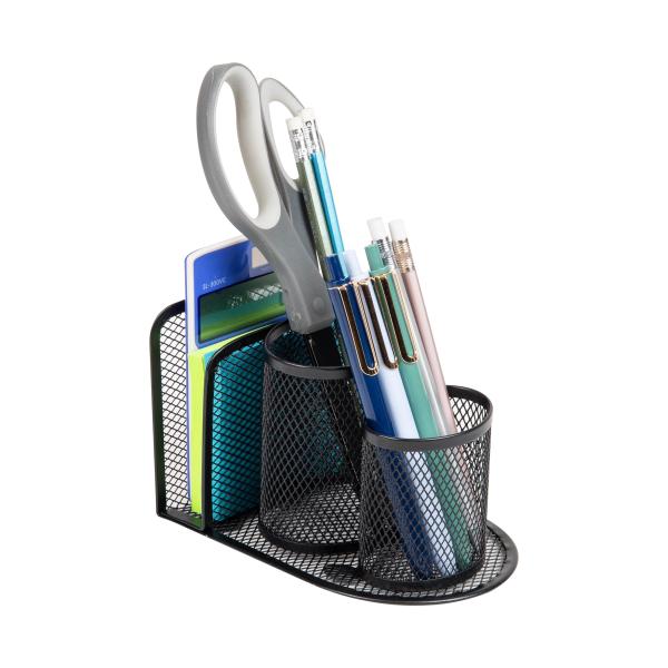 ・Minimalist design: The black mesh material of this 3-compartment desktop organizer is stylish and fits with any desktop...