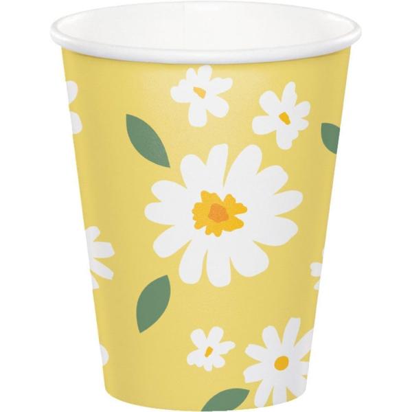 ・8 Sweet Daisy 9 Oz Cups・Cups measure 9 oz・Perfect for serving refreshing hot or cold beverages to keep guests hydrated ...