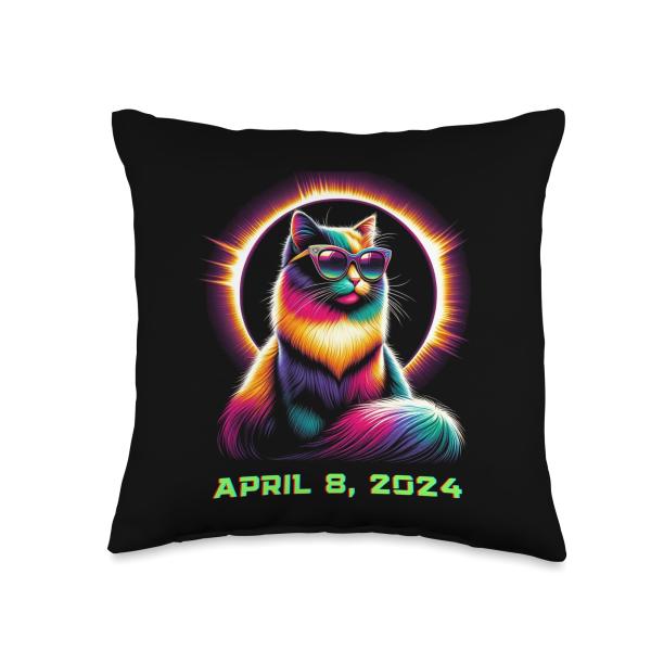 ・This artistic design of a cat wearing solar eclipse glasses and watching a total solar eclipse is perfect for any walki...