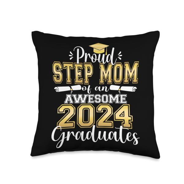 ・Proud Step Mom of a 2024 graduate shirt Proud Step Mom Class Of 2024 graduate squad Graduation Ceremony honor graduate ...