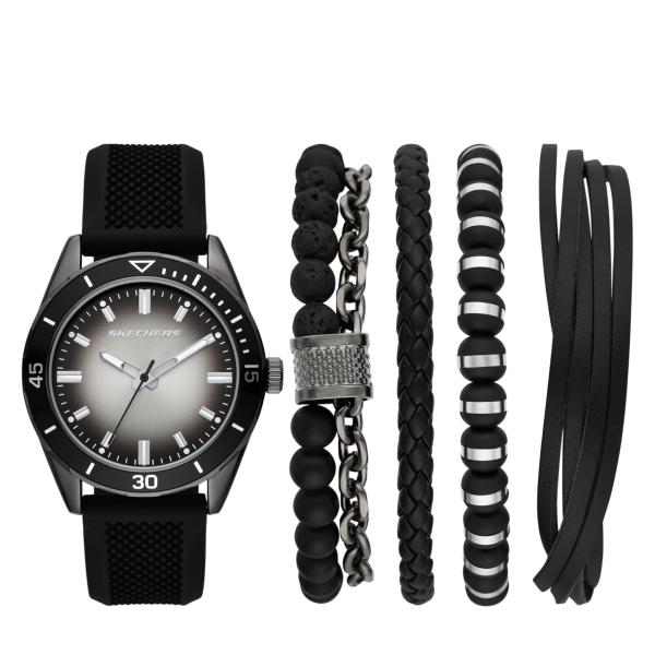 ・Sporty and functional, this Skechers Men's gift set includes a black watch with sporty aluminum bezel, silicone strap a...