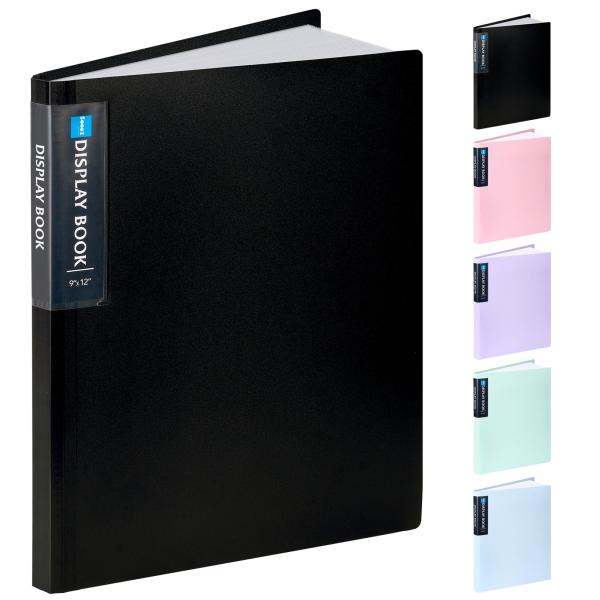 ・40-Pocket Portfolio Display Book: Each art binder with 40 bound (non-refillable) top-loading clear sheet protectors, le...