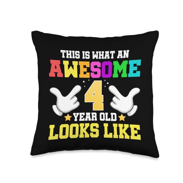 ・This is What an Awesome 4 Year Old Looks Like Shirt. 4th Birthday gift for Boys, girls, kids, teens. Grab this novelty ...