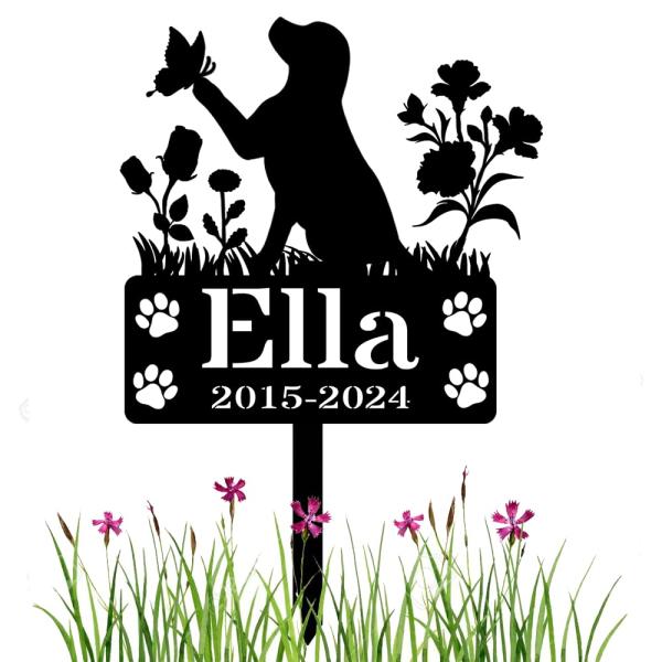 ・亡くなった愛犬への想いを込めた名入れメモリアルステーク（庭への差し込み型プレート）です。・ご注文時にご希望のペットの名前をお知らせください。・14サイズ展開：約23〜91cm（9〜36インチ）。庭・花壇・お墓の傍に立てて使用できます。・耐...