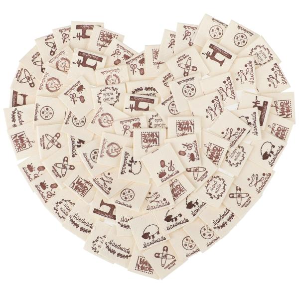 ・【Package Contents】You will receive 100 handmade fabric labels with the inscription "Handmade". These woven labels are i...