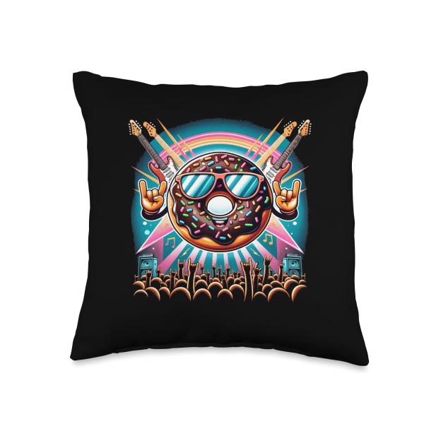 ・Rock n Roll Donut Playing Electric Guitar・100% spun-polyester fabric・Double-sided print・Filled with 100% polyester and ...