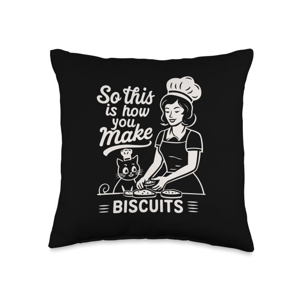 ・Biscuit Baking Baker So This Is How You Make Biscuits, funny Cat kneads with its padded paws kneading dough cat pun for...