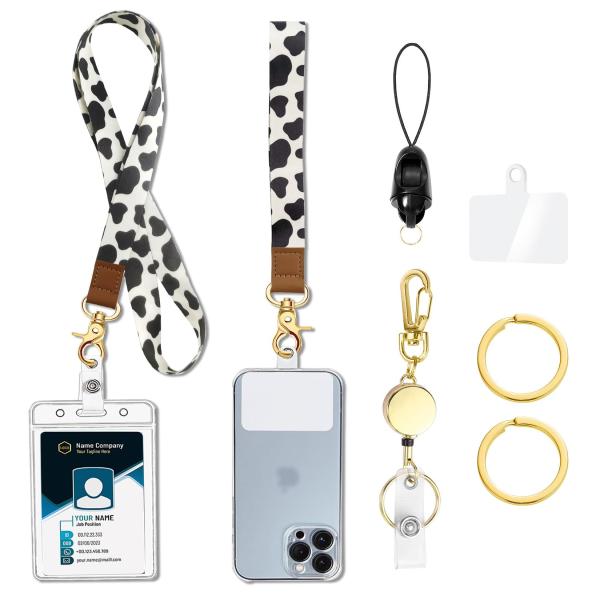 ・【PACKAGES】:bolimoss Retractable Reel + Necklace Lanyard （length 19.7 IN, width 0.78 IN）+Wrist lanyard （length 8.3 IN, w...