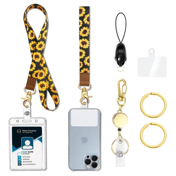 ・【PACKAGES】:bolimoss Retractable Reel + Necklace Lanyard （length 19.7 IN, width 0.78 IN）+Wrist lanyard （length 8.3 IN, w...