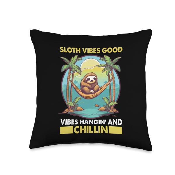 ・Sloth Vibes Good Hangin And Chillin, this funny sloth in the hammock saying motif is for all lazy people and those who ...