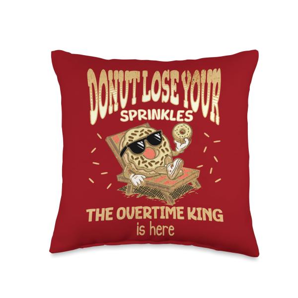 ・Donut lose your sprinkles, the overtime king is here! This funny mens design features a retro illustration of a donut r...