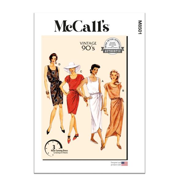 ・McCall'sの縫製パターンキットには、パターンピース、ステップバイステップの図解説明書、生地・トリムの選び方、サイズ情報が含まれています。・ミセスサイズ4-6-8-10-12対応。・ストレートフィットドレスセットはバイアステープ形成ウ...