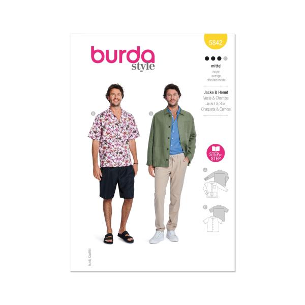 ・Burdaパターンキットには、パターンピース、ステップバイステップの図解説明書、生地・トリムの選び方、サイズ情報が含まれています。\n・メンズサイズ38-48（48-58）対応。\n・このメンズシャツカットは異なるキャラクターでカジュアル...