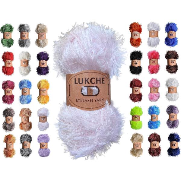 ・Lukche Eyelash Yarn High Quality %100 Polyester・Needle Size: D-E4 (3 - 3,5 mm) / Hook Size: 6-8 (4-5 mm)・Each one is 3,...