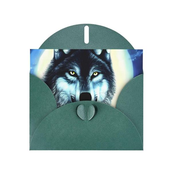 ・Wolf Under Moon Greeting Card Material Description: Using High-Grade Pearl Paper, Thick Paper, Environmentally Friendly...