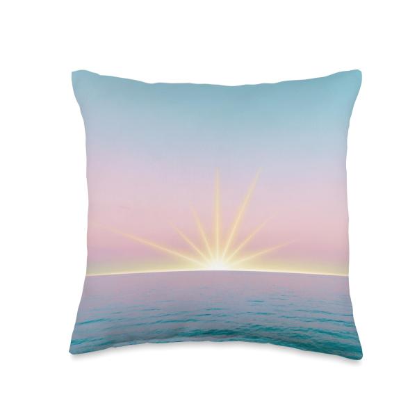 ・This design features a Blue Pink Ocean Wave Sunset Beach scene with gentle waves. This paradise sunset setting with cal...