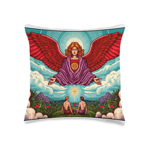 ・This intricate "The Blessing" design showcases a powerful angel with radiant red wings, extending blessings from the he...