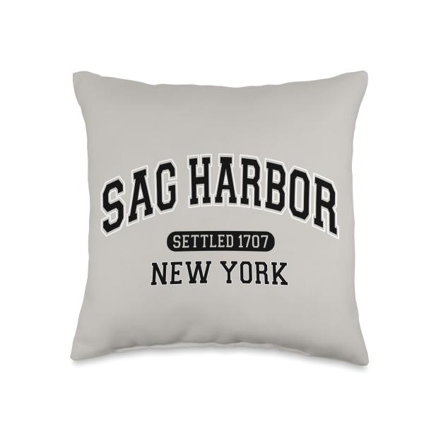・Sag Harbor, New York Settled 1707 sports lettering design black vintage historic Long Island town makes a great nautica...
