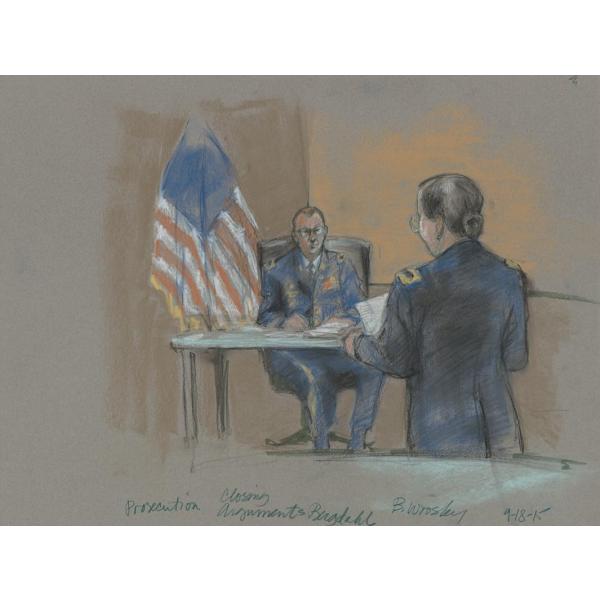 ・Title - Prosecution lawyer giving the closing argument during the court martial of Bowe Bergdahl Fort Sam Houston San A...