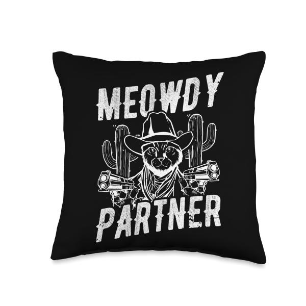 ・MEOWDY PARTNER Cowboy Cat. Whimsical feline cowboy illustration perfect for humorous attire・Cowboy Cat. Cat Owners, Wes...