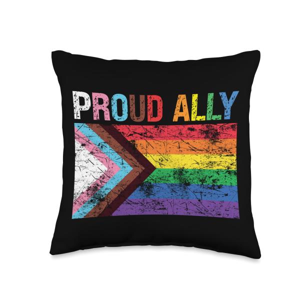 ・LGBTQ+ Pride Support design. Proud Ally Vintage LGBTQIA+ Flag Pride Month, great for pride and support for the LGBT and...