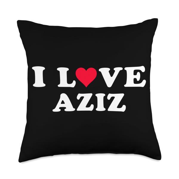 ・Perfect Matching Valentine's Day I Love Aziz Girlfriend ＆ Boyfriend Aziz Name Design For Women Men Kids To Wear In Vale...