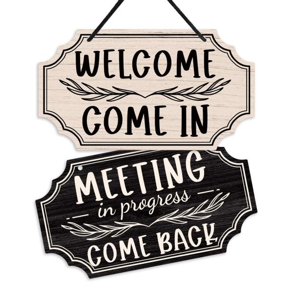 ・【オフィスの装飾】- この看板には、「Meeting In Progress Come Back」と「Welcome Come In」のメッセージが両側に印刷されており、会議室のドアに吊るしてリマインダーとしてお使いいただけます。・【絶妙...