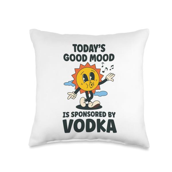 ・Funny design. "Today's Good Mood Is Sponsored By Vodka" is a retro, vintage, cute, funny, and aesthetic graphic design ...