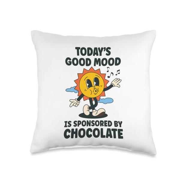 ・"Today's Good Mood Is Sponsored By Chocolate" is a retro, vintage, cute, funny, and aesthetic graphic design for Chocol...