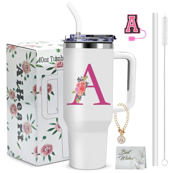 ・Gorgeous,exquisite monogrammed gifts for women: Design the colorful monogrammed initials in the pure white 40oz tumbler...