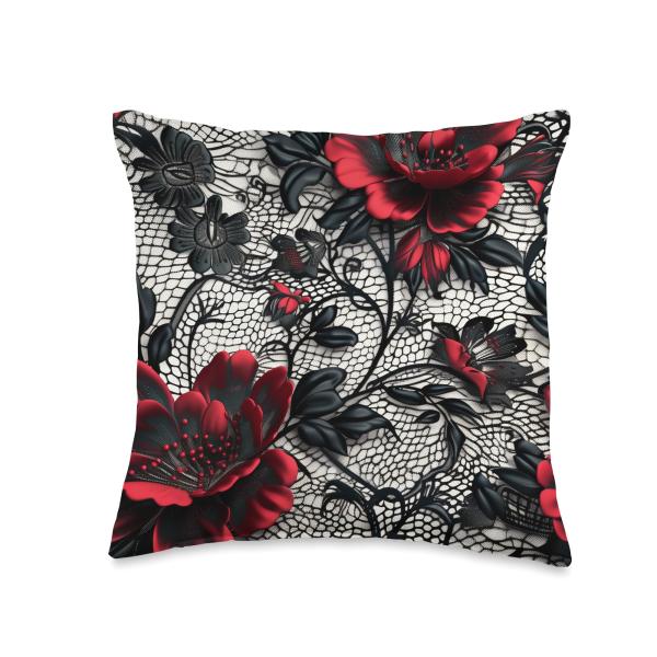 ・Elegant vintage design with Black Lace Red floral and delicate lace, great for a classic, sophisticated Pattern style.・...