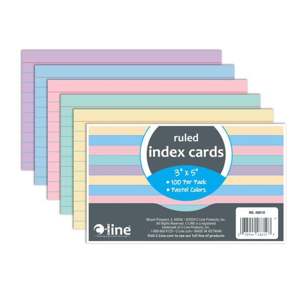 ・Color code your notes and lists and keep them organized. These assorted pastel colored index cards are ruled on one sid...