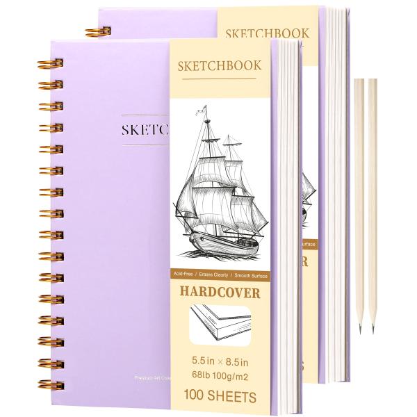 ・【QUALITY DURABLE PAPER】 The 5.5 x 8.5 sketchbook for drawing is extremely tough and durable, and the spiral sketch pad ...