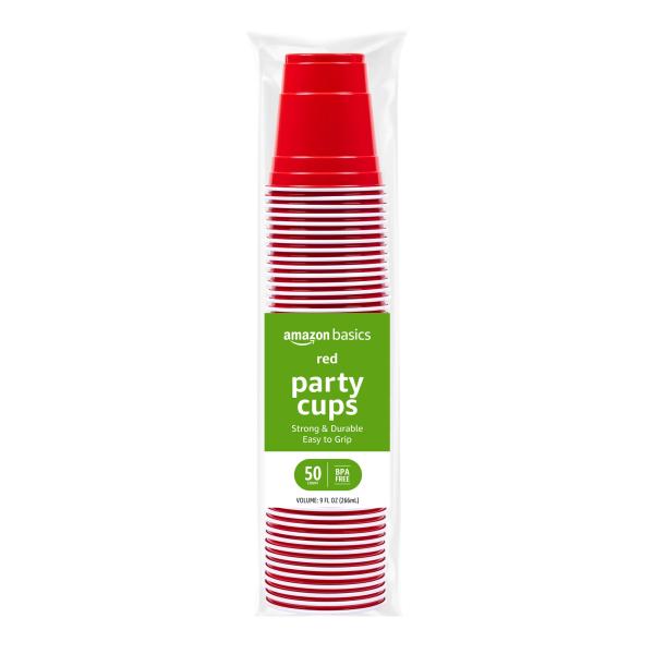 ・High-quality plastic red party cups.・Includes 50 sturdy 9 ounce cups for a variety of occasions.・Made BPA Free.・Strong ...