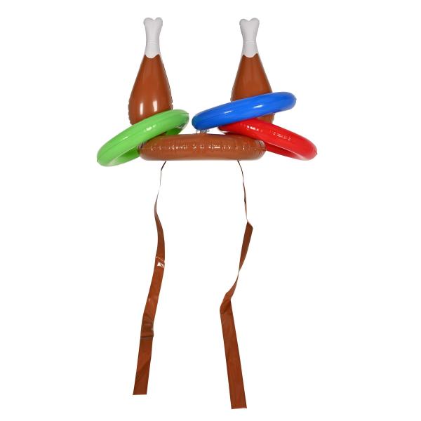 ・WEARABLE DRUMSTICK HAT DESIGN: Brown inflatable drumstick hat with white printed tips creates a bold novelty look for i...