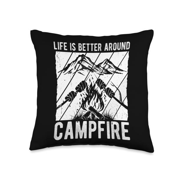 ・LIFE IS BETTER AROUND THE Campfire Outdoor. Embrace the outdoor lifestyle with this campfire and mountain scenery artwo...