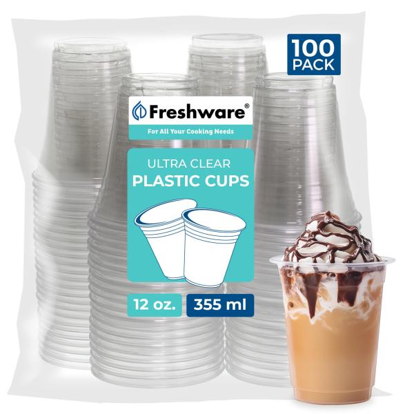・Perfect Office ＆ Party Pack - Our 12 oz 100 Pack disposable cups is transparent, allowing you to add bright colors to t...