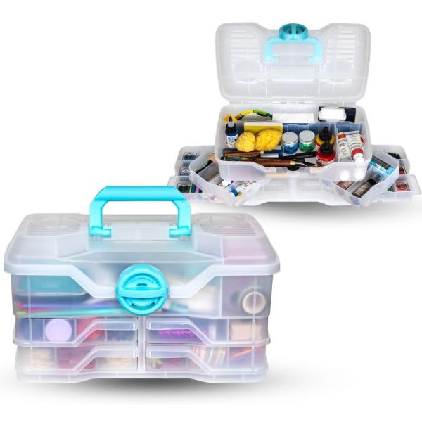 ・広々としたプロジェクト収納ボックス:ArtBinプロジェクト収納ボックスは、マーカー、ペン、鉛筆、絵筆、小さなノートなど、かさばるアイテムや長いアイテムを収納するのに最適な、広々としたトップコンパートメントを備えています。 様々な画材を十...