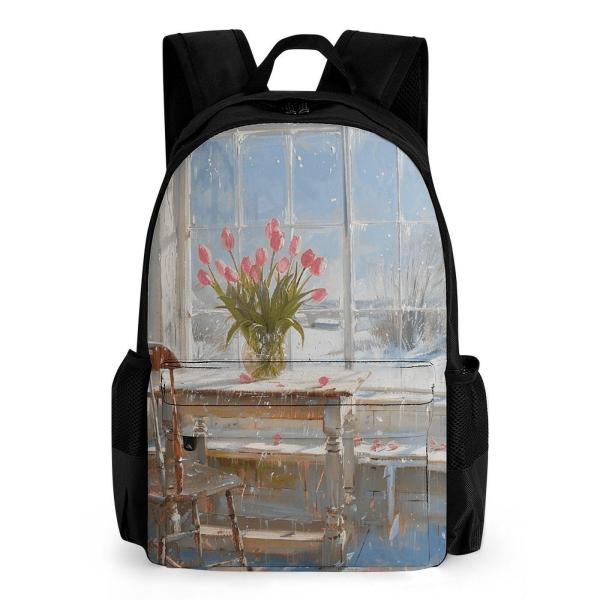 ・High-quality material: The Vase on The Table print versatile backpack made of polyester material, polyester backpack ha...