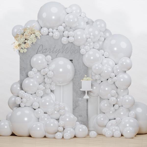 ・Package includes: 18 inch pearl white balloons (5pcs), 12 inch pearl white balloons (30pcs), 10 inch pearl white balloo...