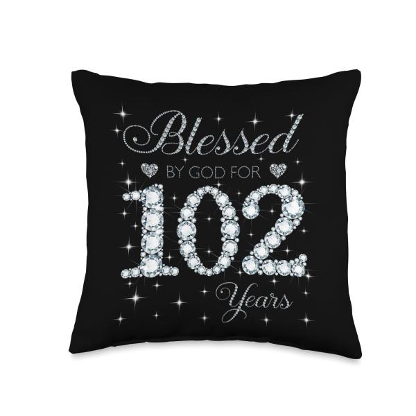 ・Blessed by God For 102 Years Fabulous Girly Hearts 102nd Birthday gifts Tees for women, ladies. This glamorous Tee is a...