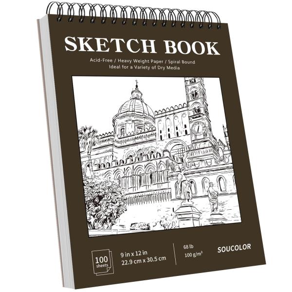 ・【Premium Paper Quality】Professional Sketch Book Drawing Pads. Great size 9 x 12 inches for all levels of artists. 100 s...