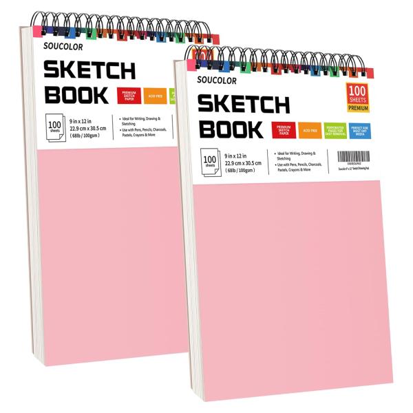 ・【Premium Paper Quality】Professional Sketch Book Drawing Pads. Great size 9 x 12 inches for all levels of artists. 100 s...