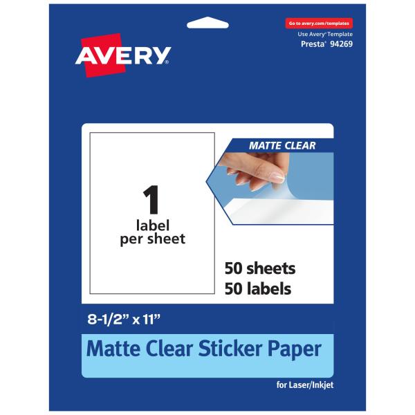 ・Create your own custom labels with Avery blank label template Presta 94269・The frosted, translucent finish blends into ...