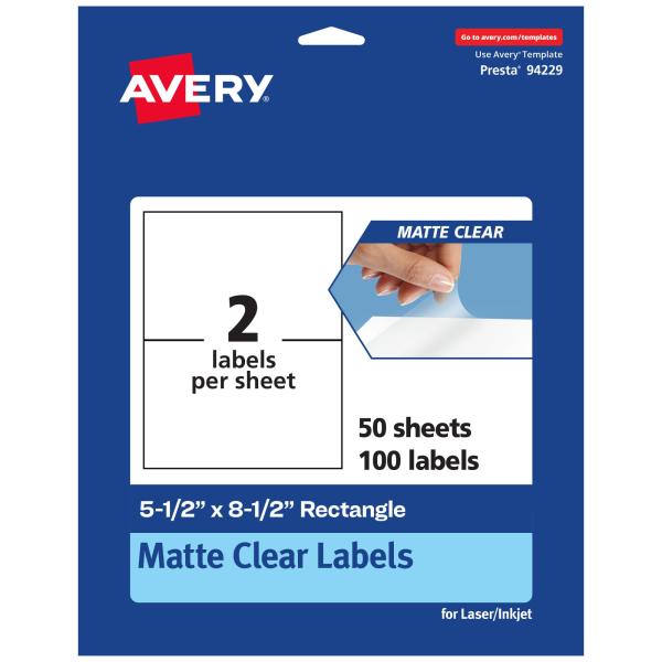 ・Create your own custom labels with Avery blank label template Presta 94229・The frosted, translucent finish blends into ...
